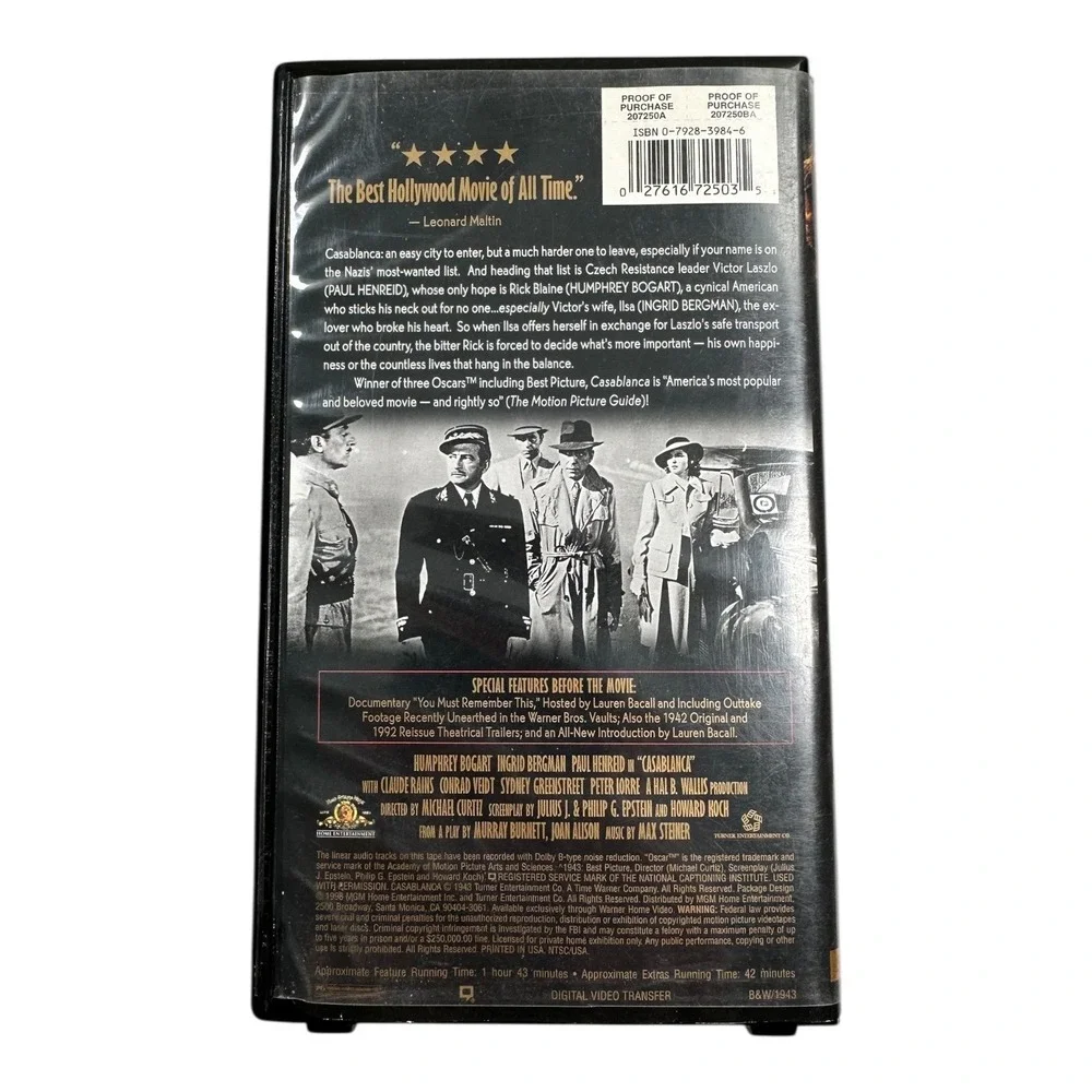 Warner Bros. | Media | Casablanca Special Edition Vhs Tape Featuring ...